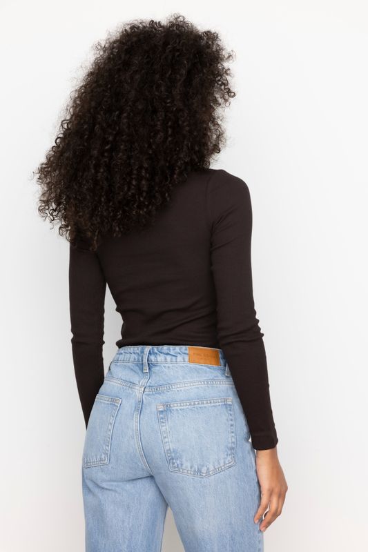 Petronella Rib Boatneck Dark Brown - Vakre Vene