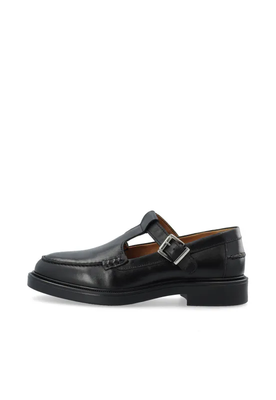 Adda Moc Toe T-Strap Pull Up Leather Black - Vakre Vene